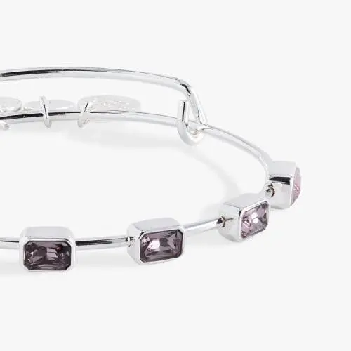 ALEX AND ANI Emerald Cut Birthstone Bangle - Silver 